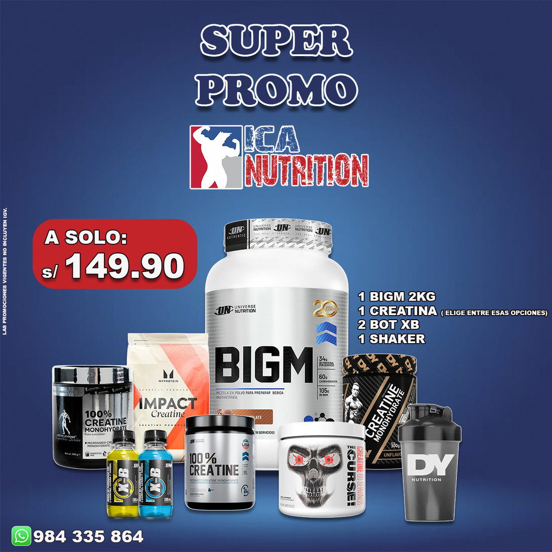 BIGM 2KG + CREATINA + SHAKER + BOT XB – ICA NUTRITION